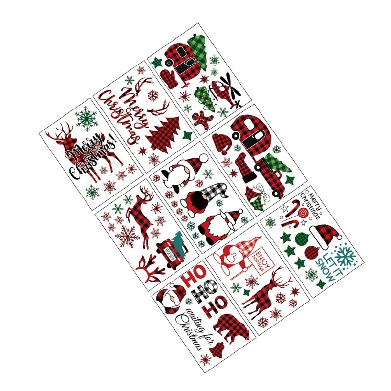 9PCS Christmas Sticker Dwarf Shape Electrostatic Glass Stickers ...