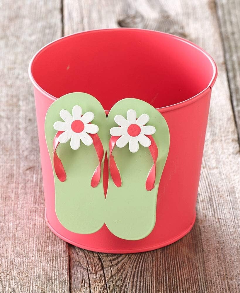 Flip Flop Flower Planter Gardening Pot Metal Bucket Indoor Outdoor ...