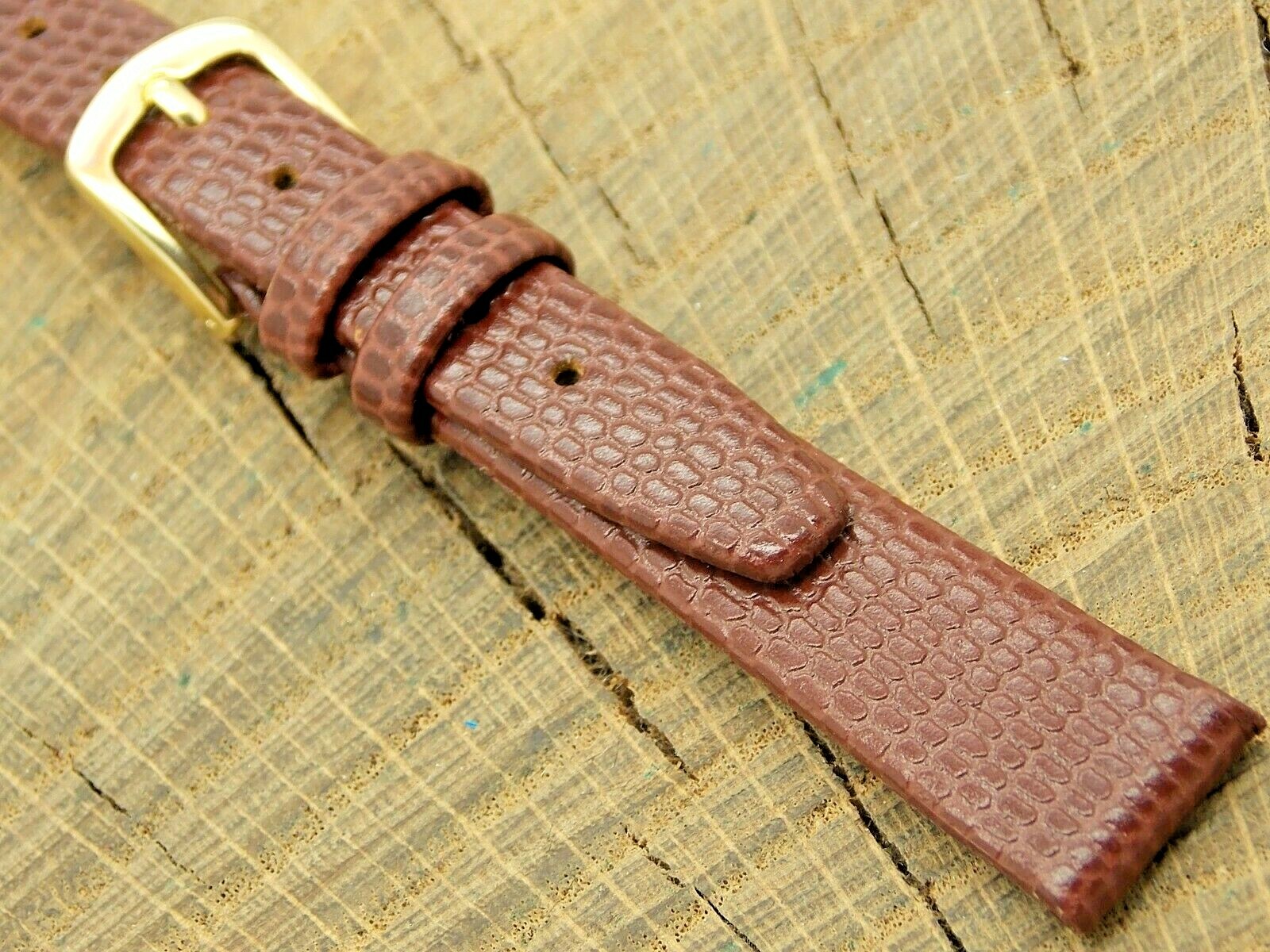Hadley Roma NOS Vintage Lizard Grain Watch Band w Gold Tone Buckle 13mm ...