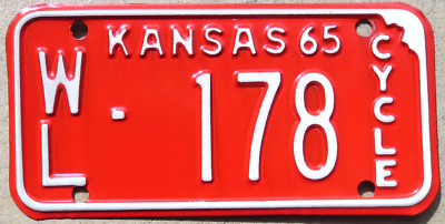 1965 Kansas Motorcycle License Plate Number Tag | eBay