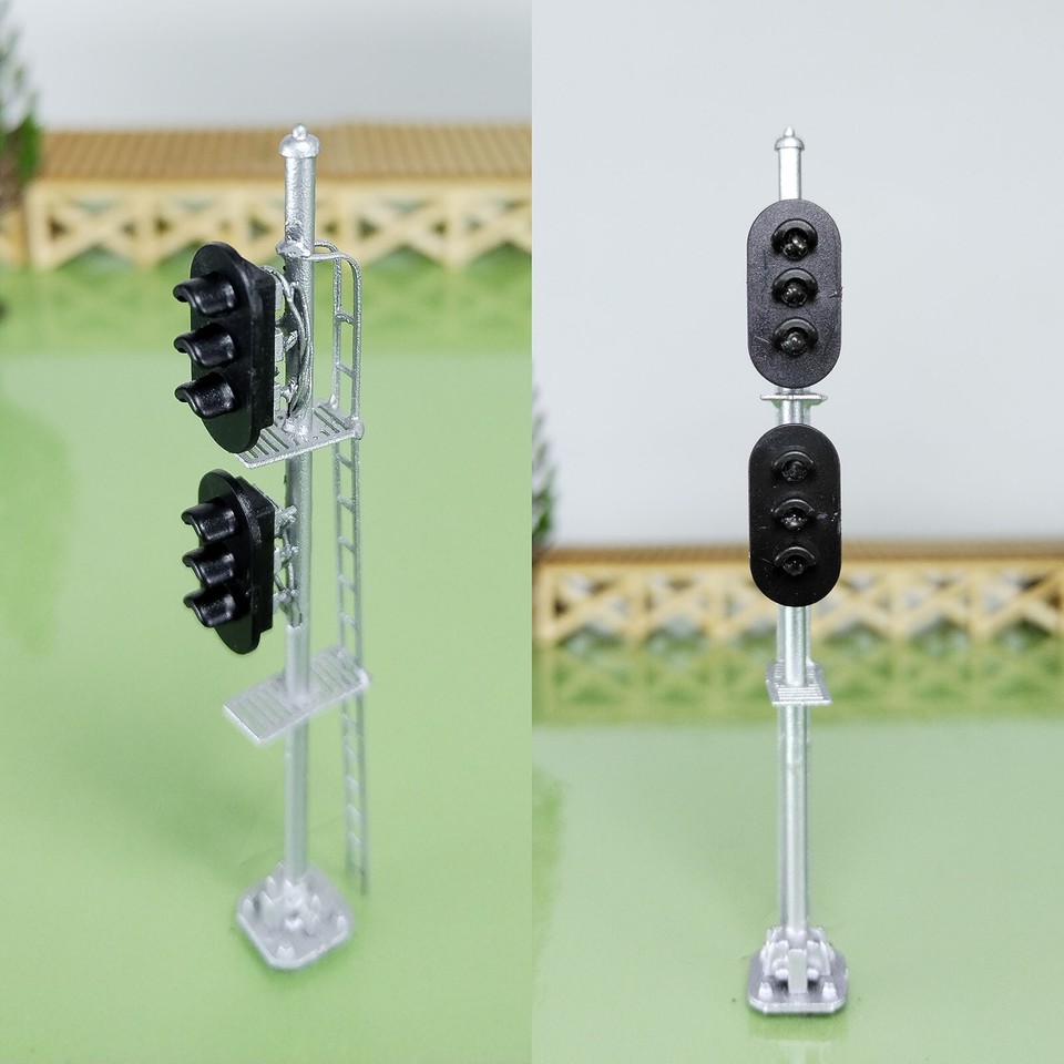 1 x HO scale model railroad 2 heads 3 + 3 aspects block signal LED made ...