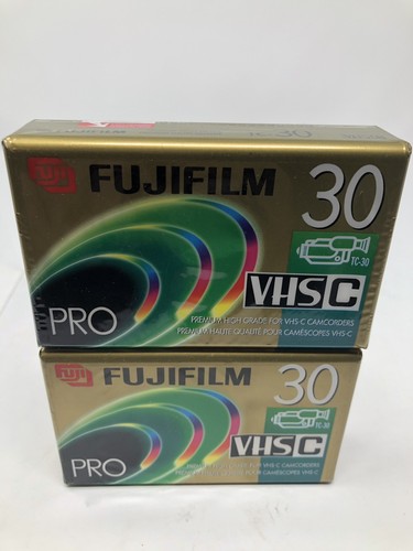 2 New Fuji Film Pro VHS-C TC-30 Blank Premium High Grade Camcorder Tape ...