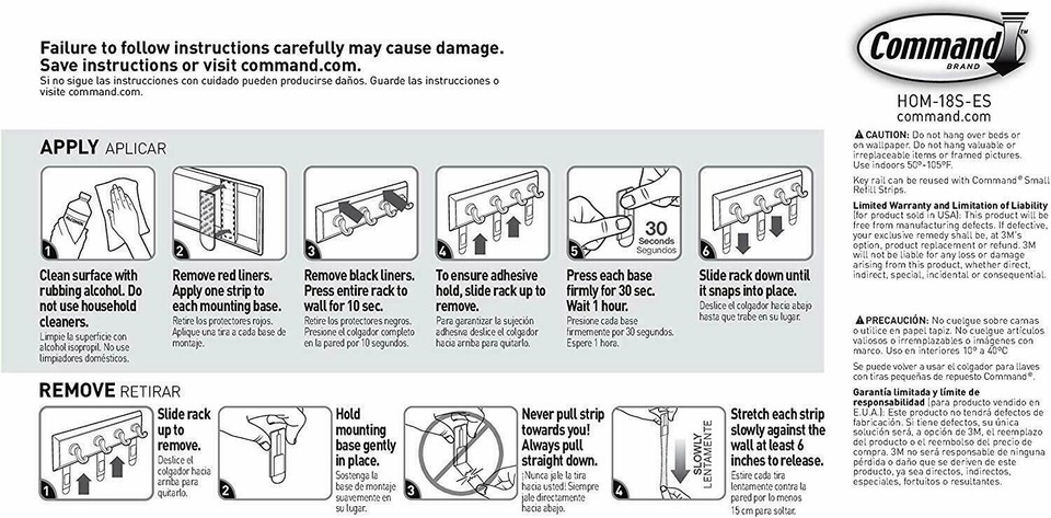 Command Key Rail Quartz (White) Holds Up to 900g (2lb) 1 Rail and 6 ...