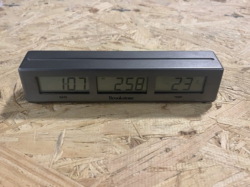 Brookstone Vintage Desk Clock Thermometer and Digital Nameplate/Sign ...