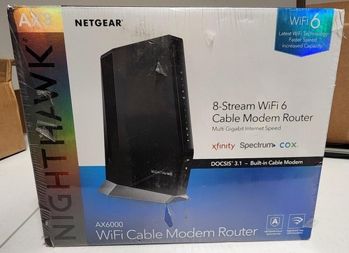 NETGEAR Nighthawk AX8 Dual-Band AX6000 Wi-Fi 6 Cable Modem Router CAX80 ...