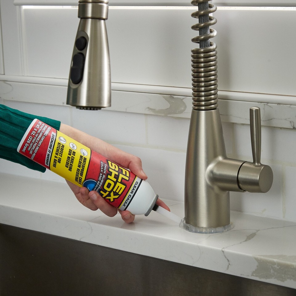 Flex Shot Clear 8-oz. Thick Rubber Adhesive Sealant Caulk Bond Seal BUY ...