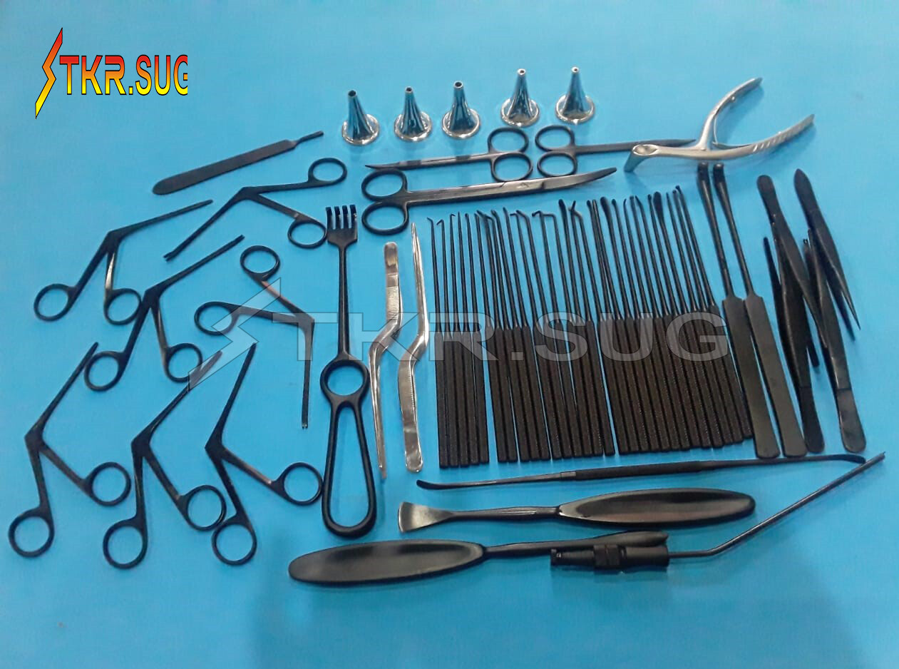 Tympanoplasty Instruments Set, Micro Ear Surgery ENT Instruments Black ...