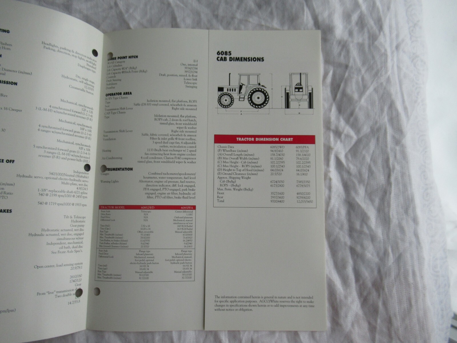 AGCO White 6085 series tractor brochure | eBay