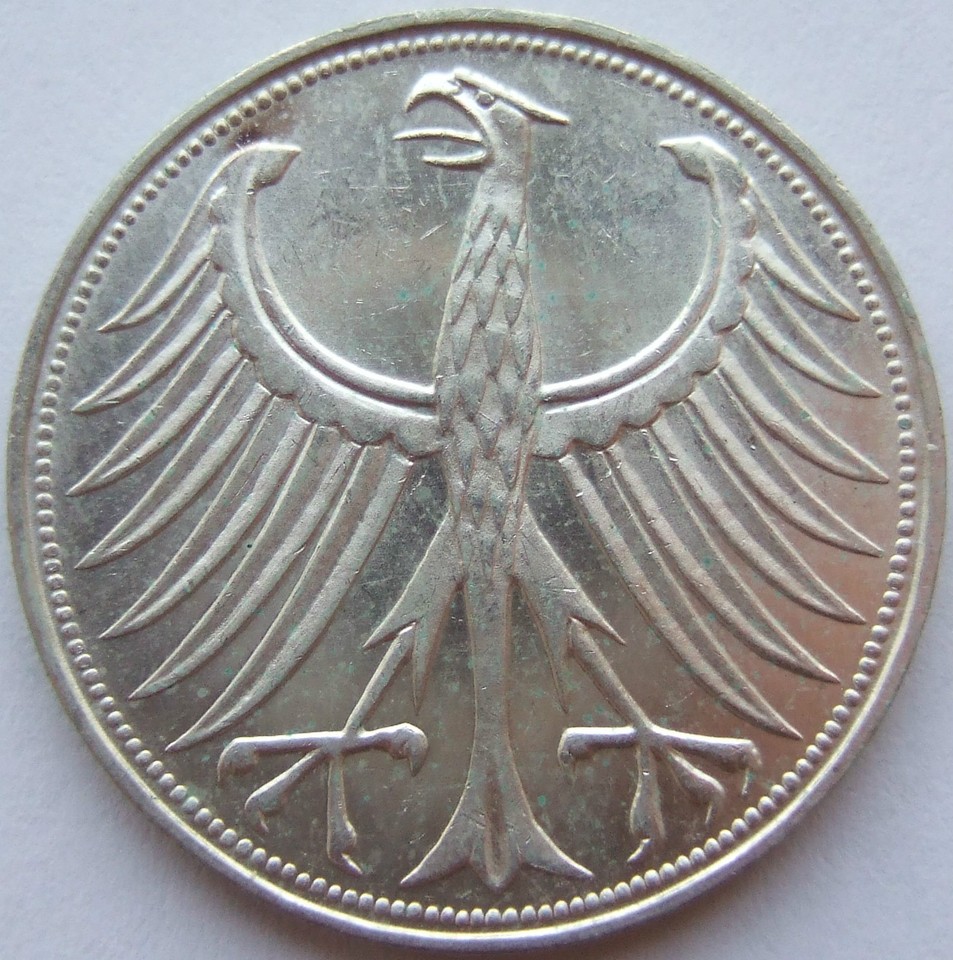 Coin Frg Silver Eagle 5 German Mark 1956 D IN Uncirculated | eBay