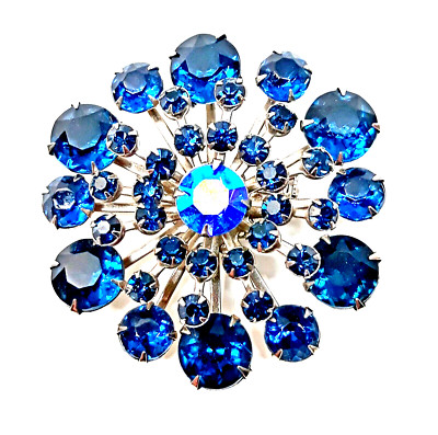 Vintage Blue Rhinestone Brooch Pin | eBay