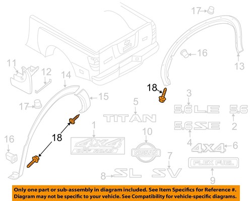 NISSAN OEM Pick Up Box Bed-Wheel Flare Molding Screw 0145100891 | eBay