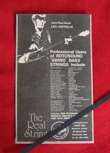 JOHN PAUL JONES LED ZEPPELIN ROTOSOUND BASS STRINGS 1976 ORIGINAL ...