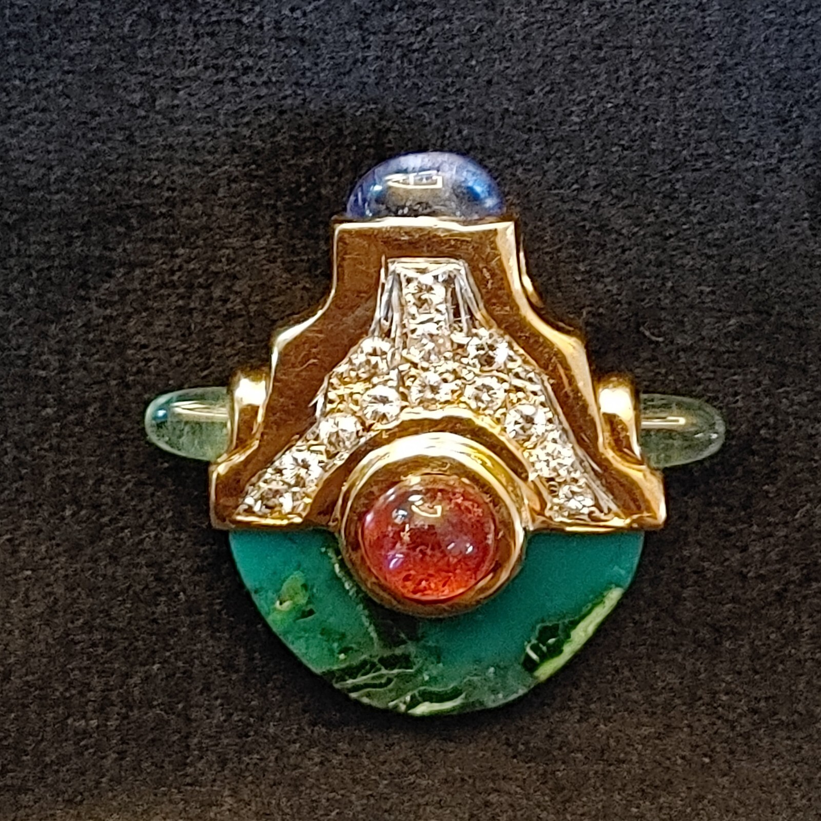 18k Gold Pave Diamond Ruby Amethyst Malachite Tourmaline Pendant | eBay