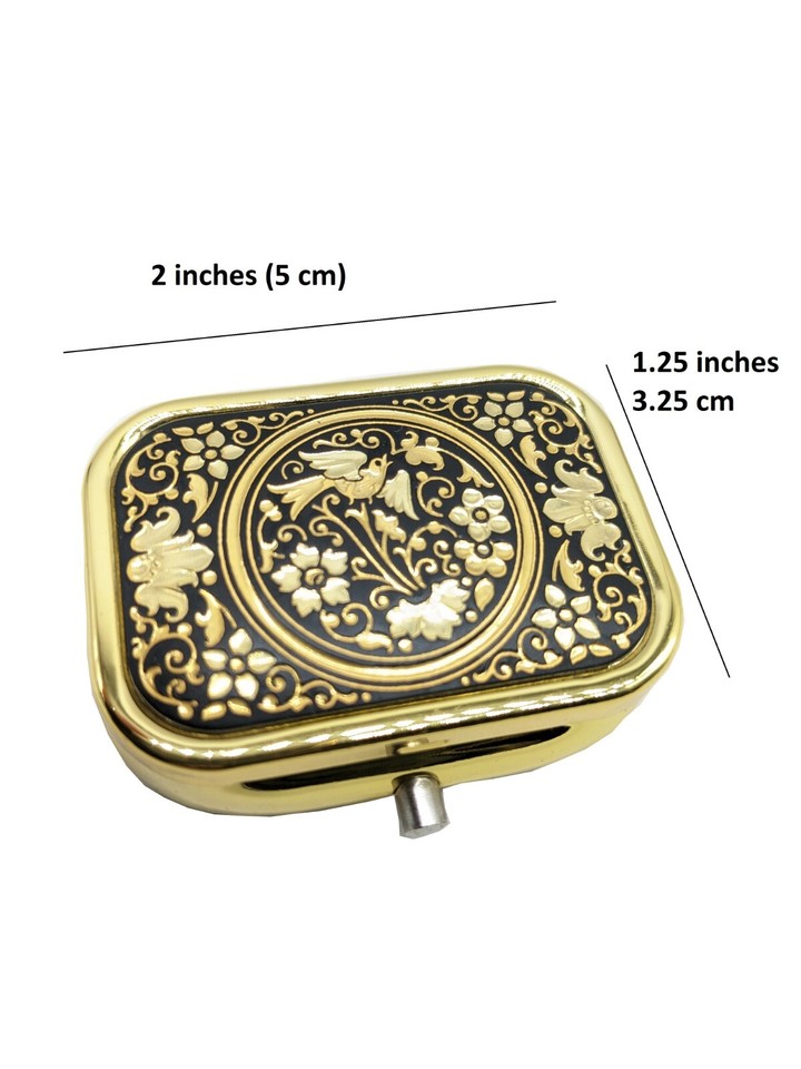 Vintage Damascene Spanish rectangular pill box from Spain 24K Gold ...