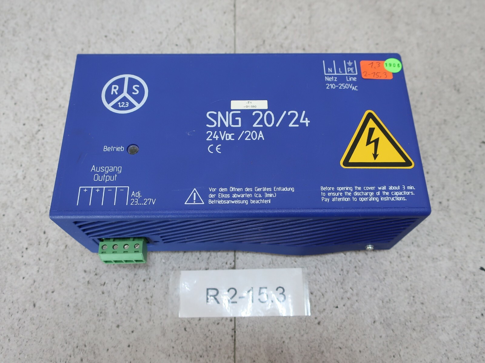 Robers & Co GmbH Supply Sng 20/24.1 Prim. AC 195-265 480VA 4,4A Sec. Dc ...