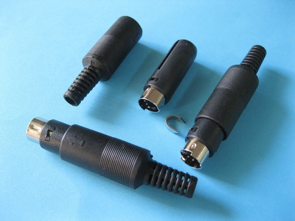 60 pcs Standard Mini DIN Plug 4 Pin Male Connector with Plastic Handle ...