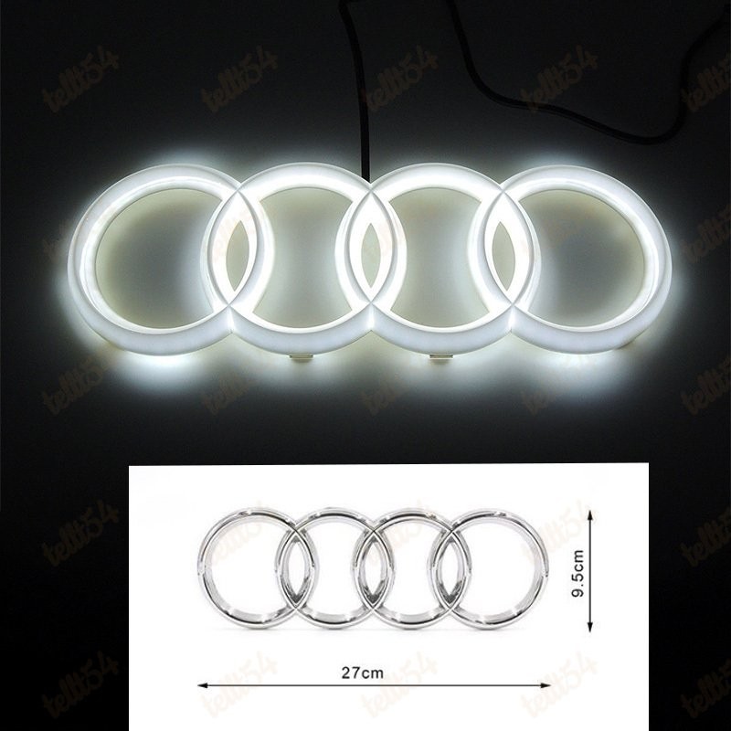 Chrome For Audi Grille Front Hood A1 A3 A4 A5 A6 A7 Q3 Q5 Q7 LED Emblem ...