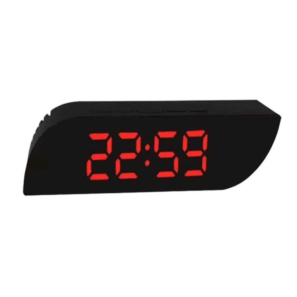Compact LED Digital Alarm Clock with Mirror Front Time and Room Temp ...