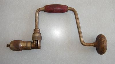VINTAGE Hand Drill Ranchet Carpenter Hand Tools w/ Wooden Handle 13" | eBay