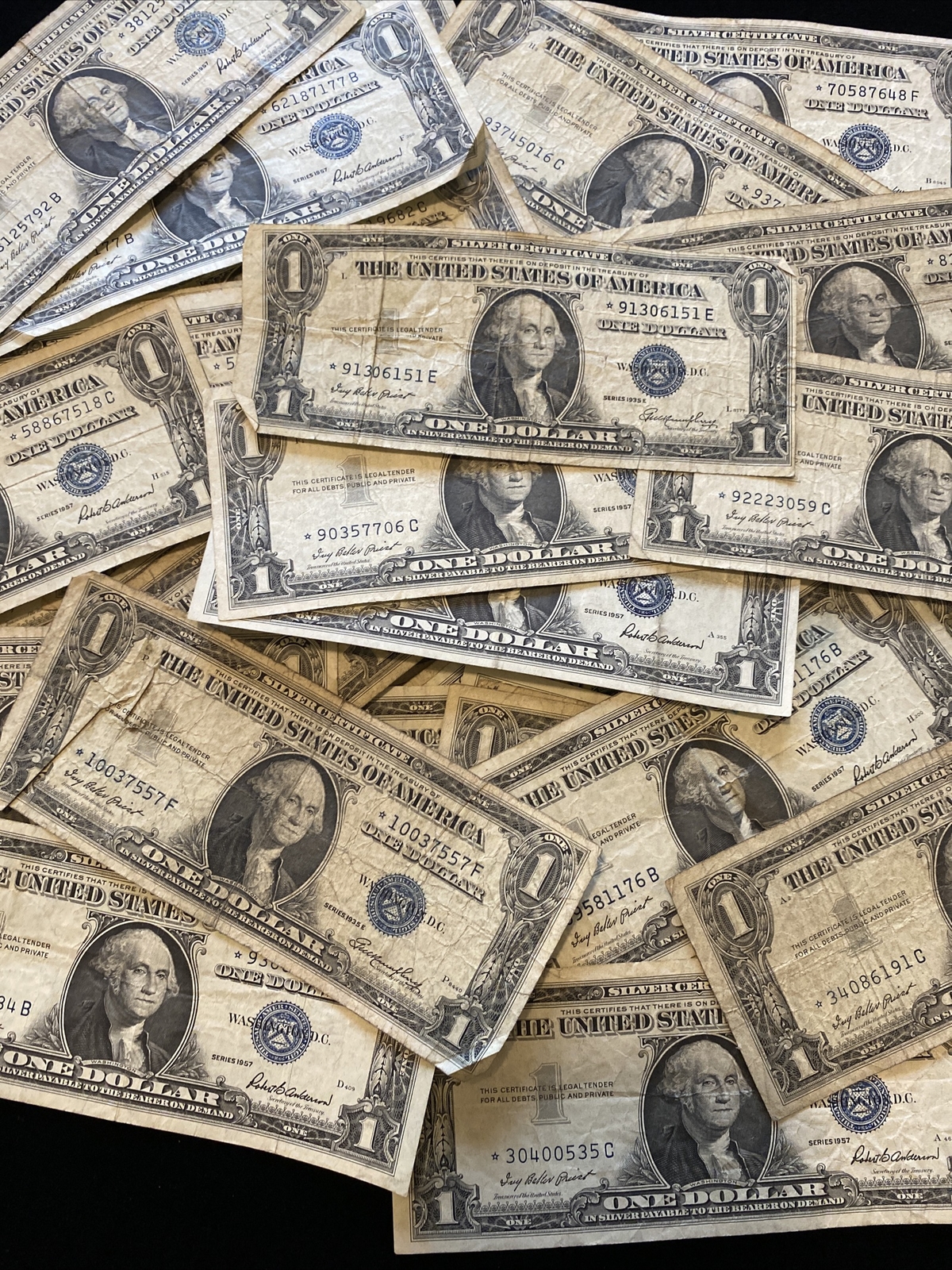 RARE One Dollar 1935 1957 $1 Star Note Silver Certificate Blue Seal ...