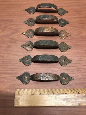 6 Vintage 3 1/4” (center) Copper Drawer Pulls Cabinet Handles Hardware ...