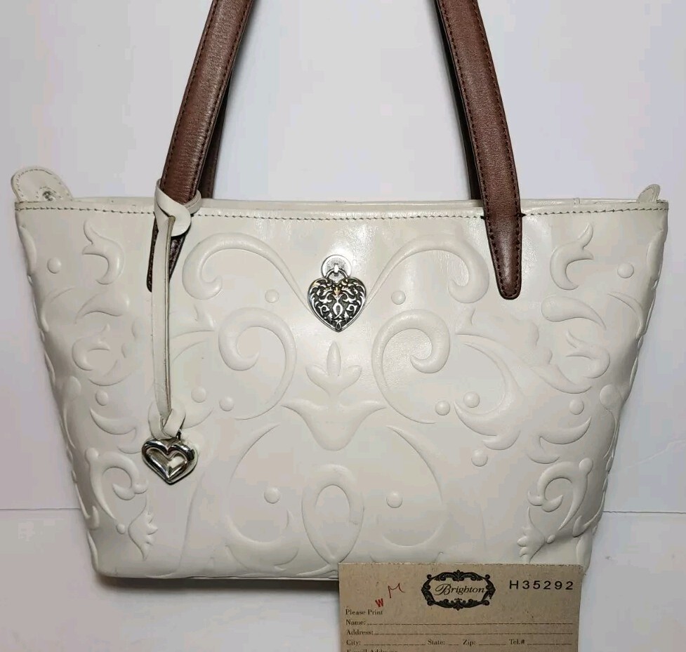 BRIGHTON CORDOBA COLLECTION WHITE LUCIA EMBOSSED SPANISH MOTIF SHOULDER ...