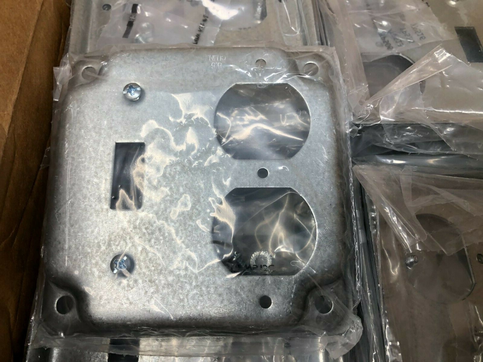 50-Eaton Crouse-Hinds TP506 4" Square Surface Cover 1-Toggle & 1-Duplex ...