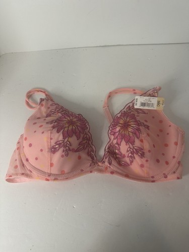 NWT Delicates VTG floral polka dot bra pink 38C underwire lined | eBay