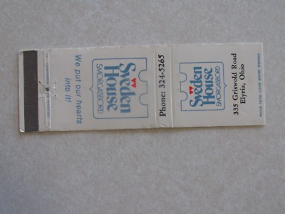 L433 Vintage Matchbook Cover Sveden House Smorgasboard Elyria OH Ohio ...