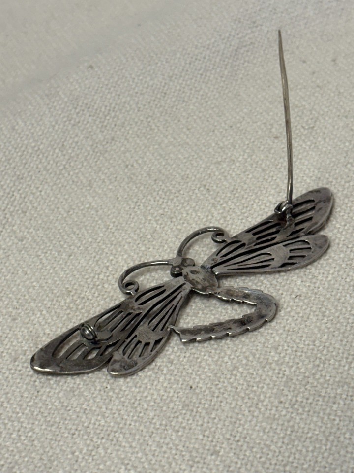Vintage Sterling Silver Marcasite Dragon Fly Wings Insect Bug Brooch ...