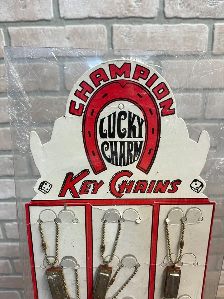 Vintage 1945 Champion Lucky Charm Harmonica Key Chain Store Display ...