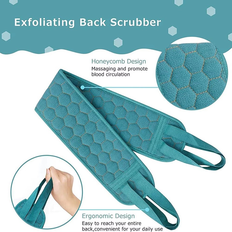 3pc Bath Exfoliating Back Strap Scrub Glove Loofah Set Shower Body ...