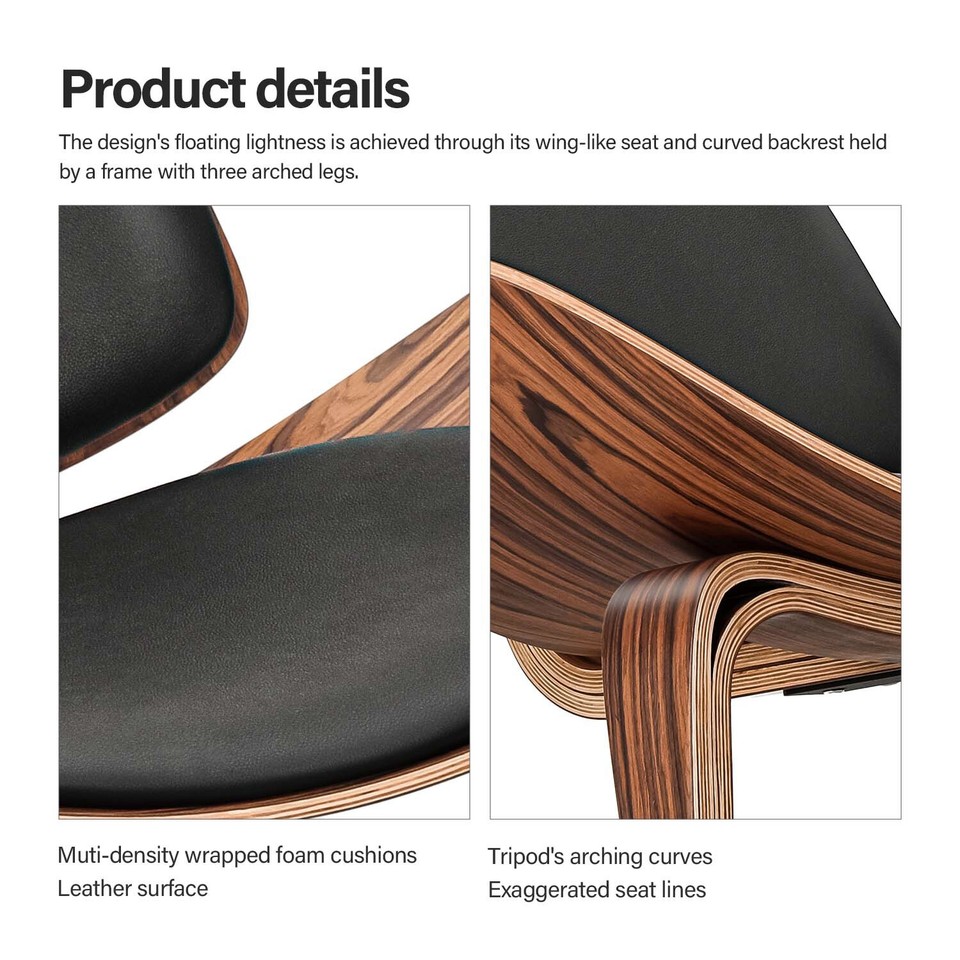 Lounge Chair Replica Shell Chair Tripod Lounge Chair Wood with PU ...