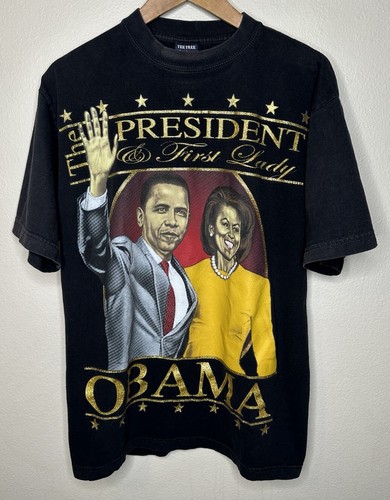 Vintage Barack Obama Michelle Big Mike Y2K Rap Tee T-Shirt | L | eBay