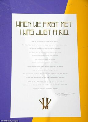 KOBE BRYANT LOS ANGELES LAKERS DEAR BASKETBALL LETTER PHOTO SIGNED ...