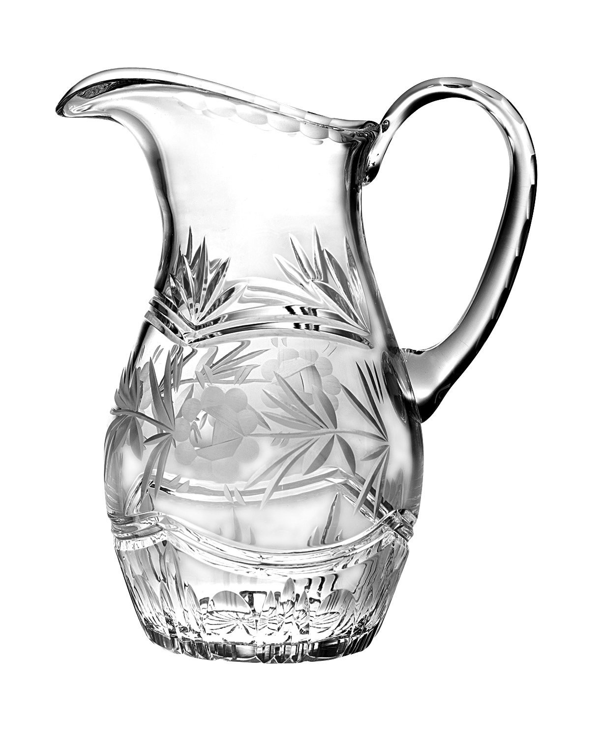 Barski European Hand Cut, Mouth Blown Crystal Pitcher-w Handle-Rose ...