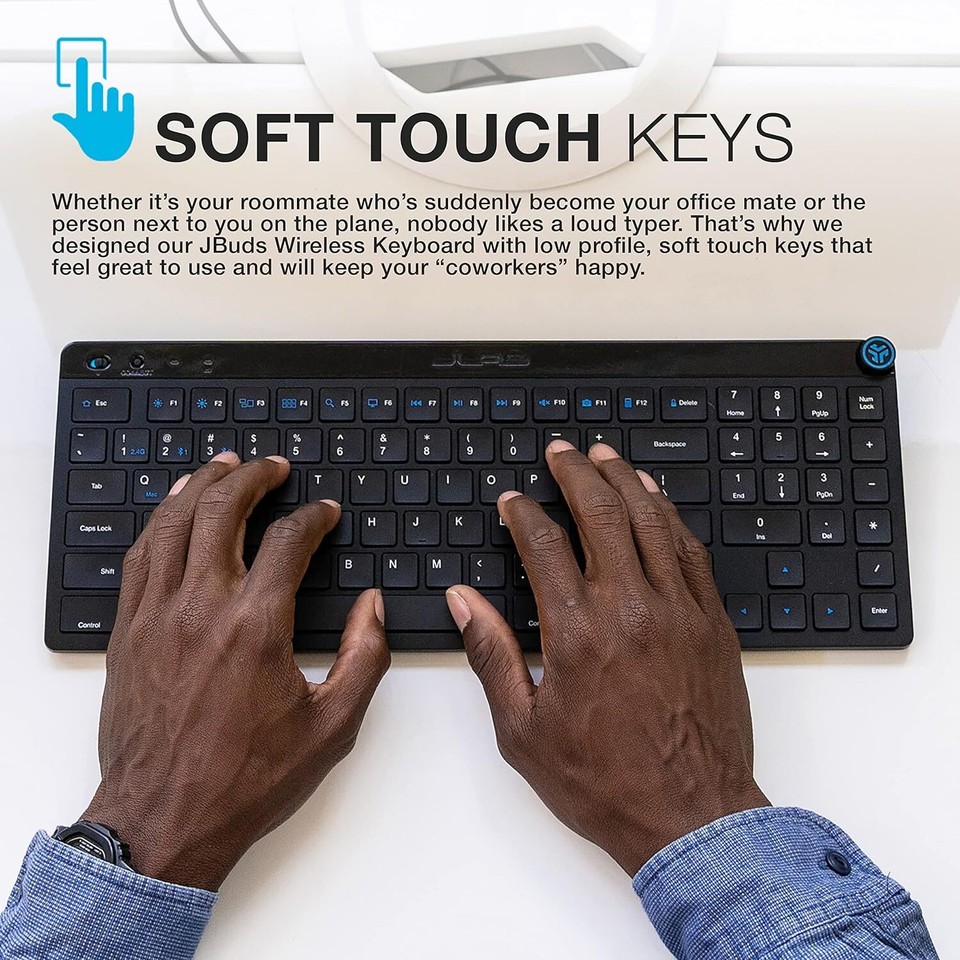 JLab JBuds Wireless Keyboard, Black, 95 Keys, Multi-Device, 2.4G ...