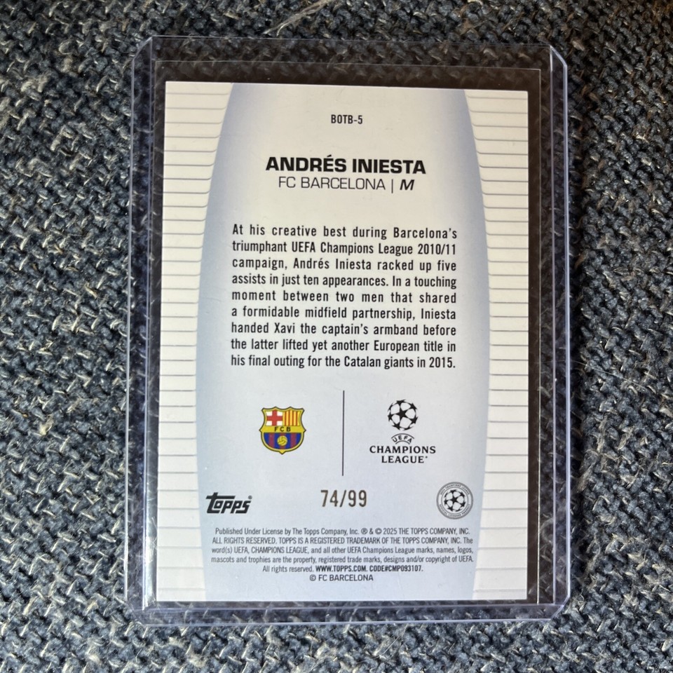 Andrea Iniesta Best Of The Best Green #74/99 Topps Uefa Club ...