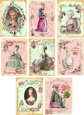 8 ATC VINTAGE VICTORIAN MARIE ANTOINETTE VINTAGE VICTORIAN SMALL NOTE ...