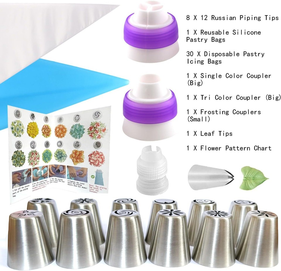 Russian Piping Tips Set, Flower Tips for Cake Decorating Baking ...