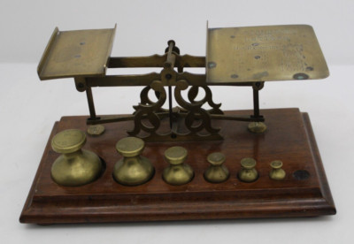 Antique Victorian Avery Brass Postal Scales With Postal Rates To Plate ...