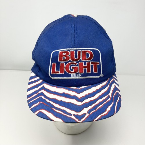 VINTAGE Bud Light Hat Cap Snap Back One Size Blue Red White Made USA ...