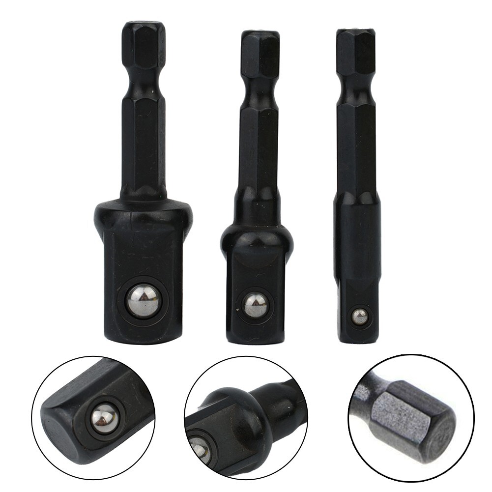 Tool Nut Driver Sockets Impact Socket Adapter Hex Shank Extension 3pcs ...
