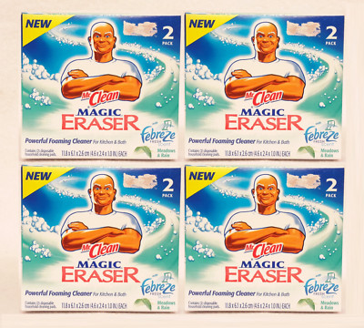 4 Mr. Clean Febreze Magic Eraser MEADOWS & RAIN Powerful Foaming ...