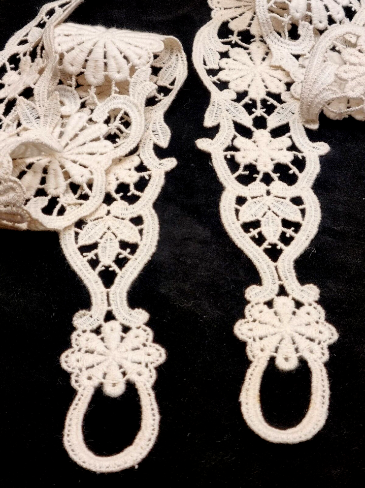 2 Lace Curtain Tiebacks 72cm Tie Backs Band of Cream Cotton Lace | eBay