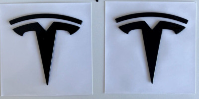 Gloss Black Front and Rear T Logo Sticker Emblem Badge Set For Model 3 ...
