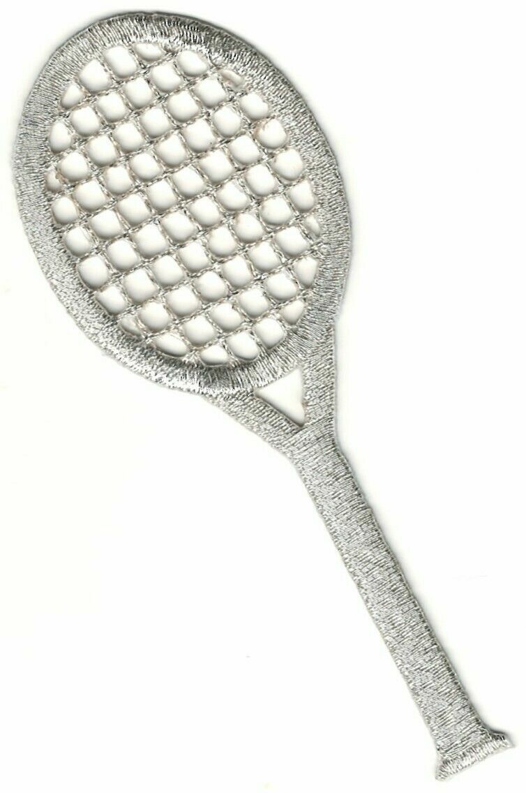 3 1/2" Tall Metallic Silver Tennis Racket Racquet embroidered Patch | eBay