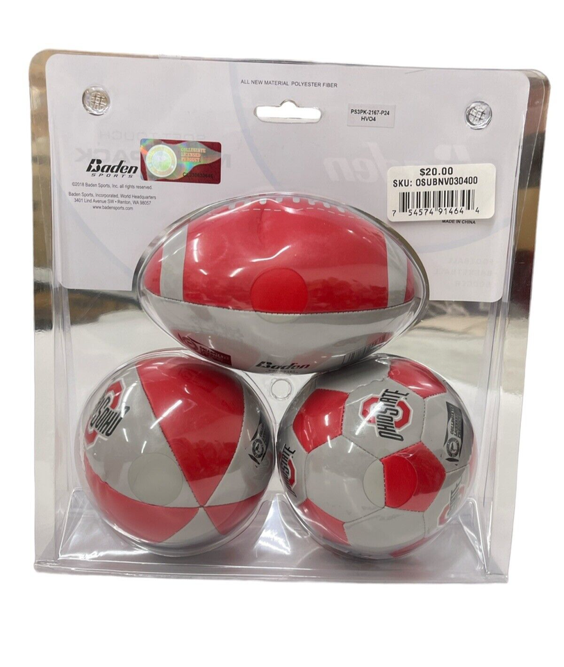 The OHIO State Buckeyes Soft Mini Balls 3-Pack Football/Basketball ...