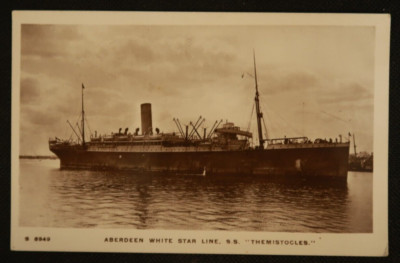 SS Themistocles Aberdeen White Star Line Postcard Steamship Black ...