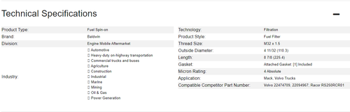 Baldwin BF46117 Fleetguard FF42128NN (6 Pack) | eBay